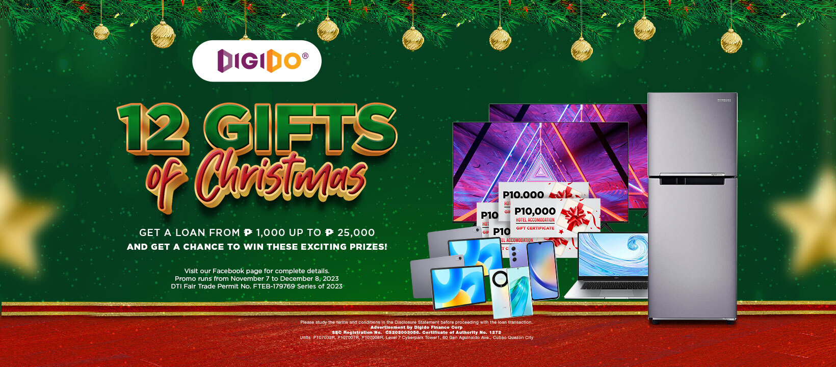 Avail a Samsung A34, Huawei Matebook D-15 or an Honor X9A from Digido this Christmas Season ...